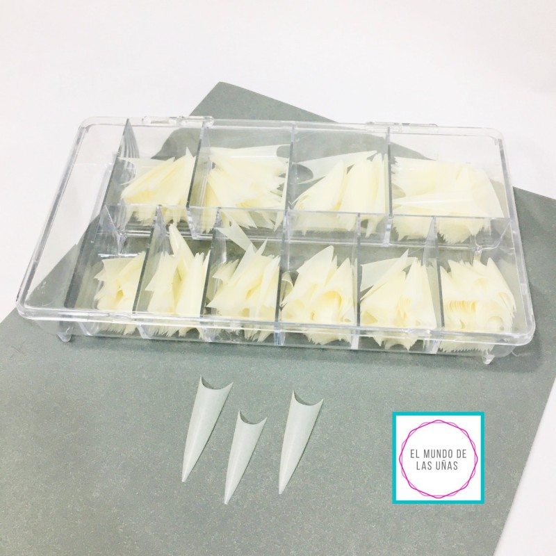 CAJA CON TIPS "ESTILETO NATURAL" 500U